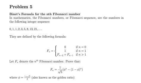 solved problem 5 binet s formula for the nth fibonacci