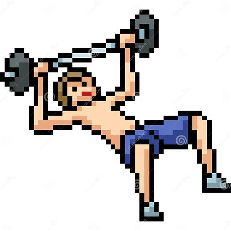 Vector Pixel Art Fitness Man Stock Vector Illustration Of Lift Cute 124453637