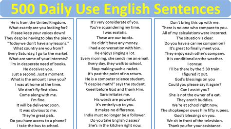 Daily Use English Sentences Pdf Vocabulary Point