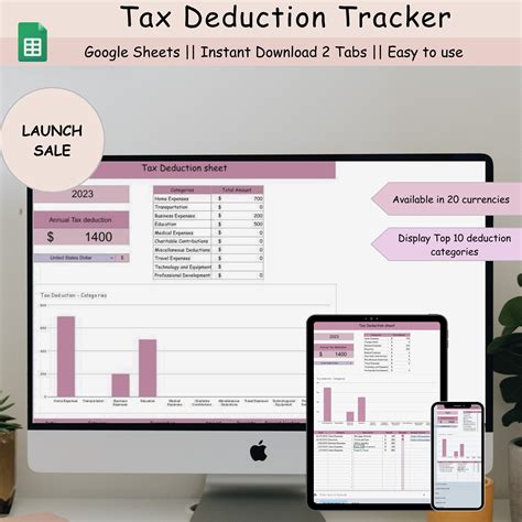 Tax Deduction Google Sheet Google Sheets Tax Tracker Sheet Tax