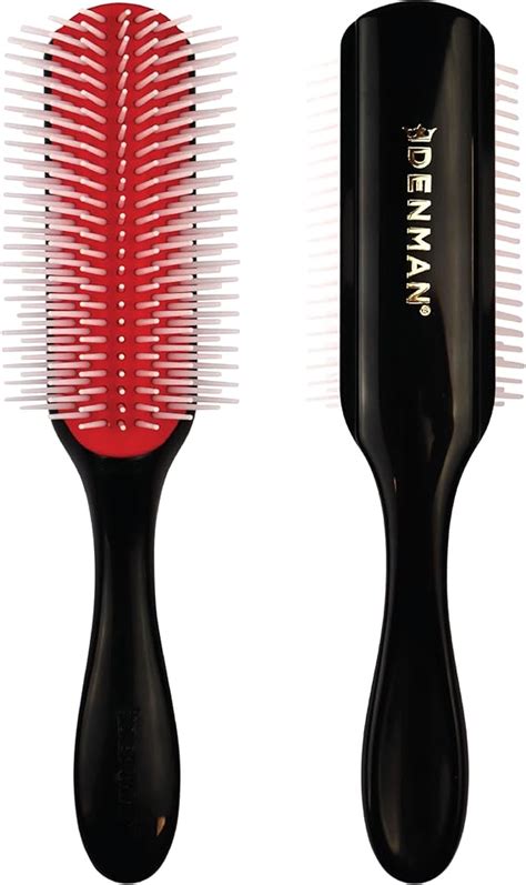 Denman Curly Hair Brush D4 Black Red 9 Row Styling Brush For