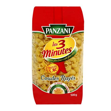 PANZANI COUDES RAYES 3 MINUTES Paquet de 500g Pâtes Riz et