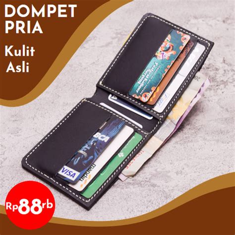 Jual Dompet Pria Kulit Sapi Asli Warna Hitam Genuine Leather Slim