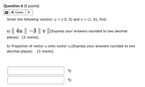 solved given the following vectors u 5 0 and