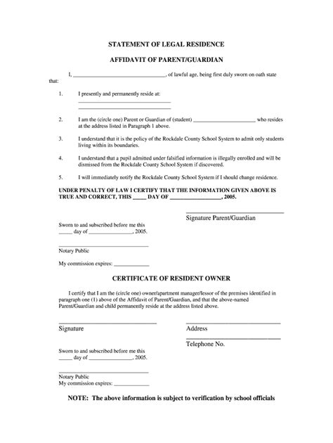 GA Statement Of Legal Residence 2005 Fill And Sign Printable Template