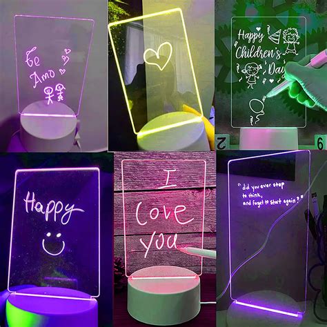 Led Night Light Note Board Placa De Mensagem Caneta Usb Energia Da