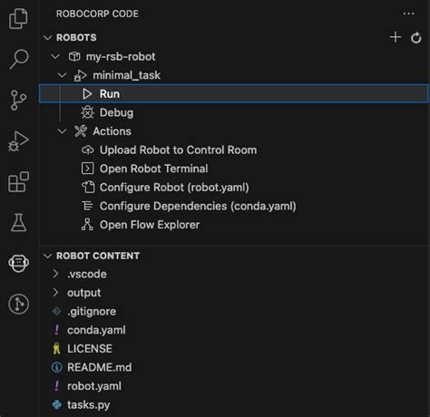 your first robot robocorp documentation