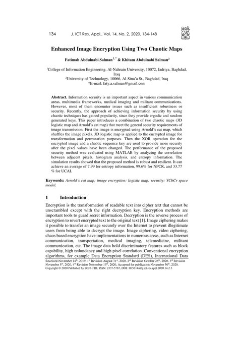 pdf enhanced image encryption using two chaotic maps