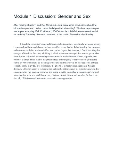 module 1 discussion gender and sex what concepts did you find interesting what concepts do