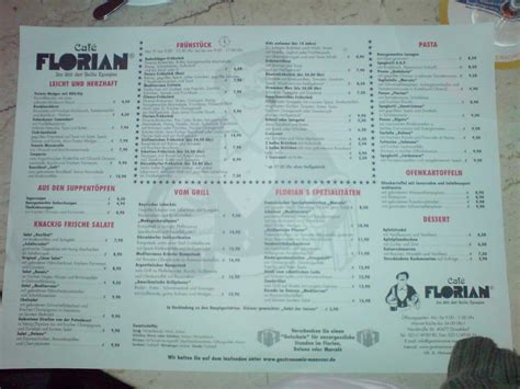 Speisekarte Von Caf Florian Cafe D Sseldorf