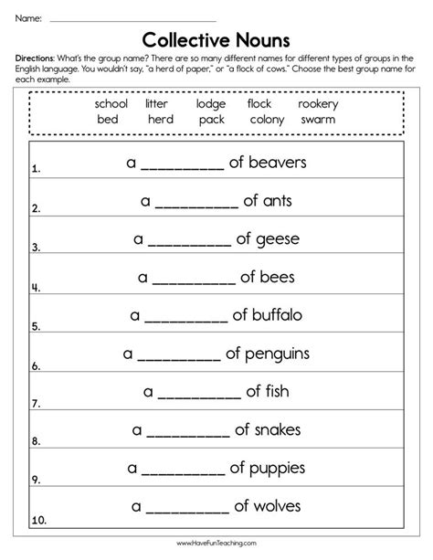 Collective Nouns Worksheet By Teach Simple