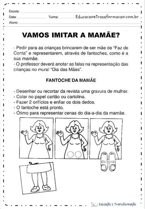 Atividades dia das Mães Educação Infantil Dinâmicas e Brincadeiras
