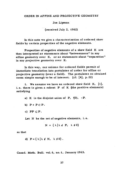 pdf order in affine and projective geometry
