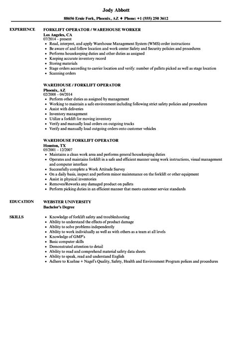 Free Forklift Resume Templates Printable Templates