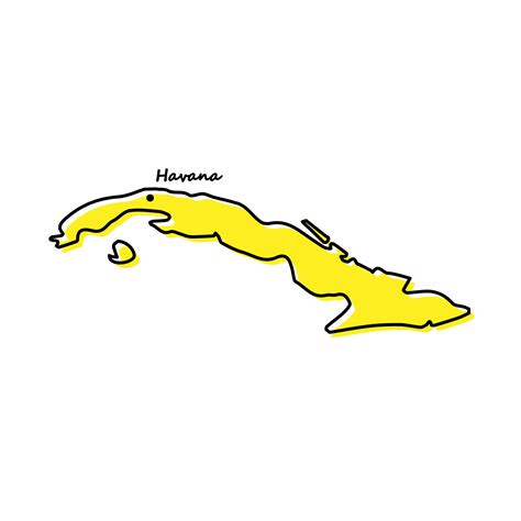 sencillo contorno mapa de Cuba con capital ubicación 21808029 Vector en