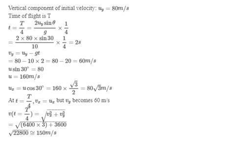 a projectile is fired at an angle 30 ∘ of to the horizontal such that the vertical component of