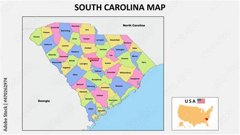 Fototapeta Mapa Wiata Dla Dzieci South Carolina Map State And