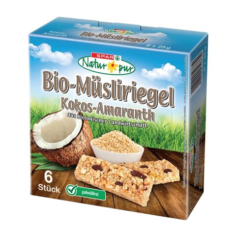 SPAR Natur pur Bio Müsliriegel Kokos Amaranth 6 x 25g 150 G online