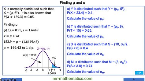 mean and standard deviation from a normal distribution mr