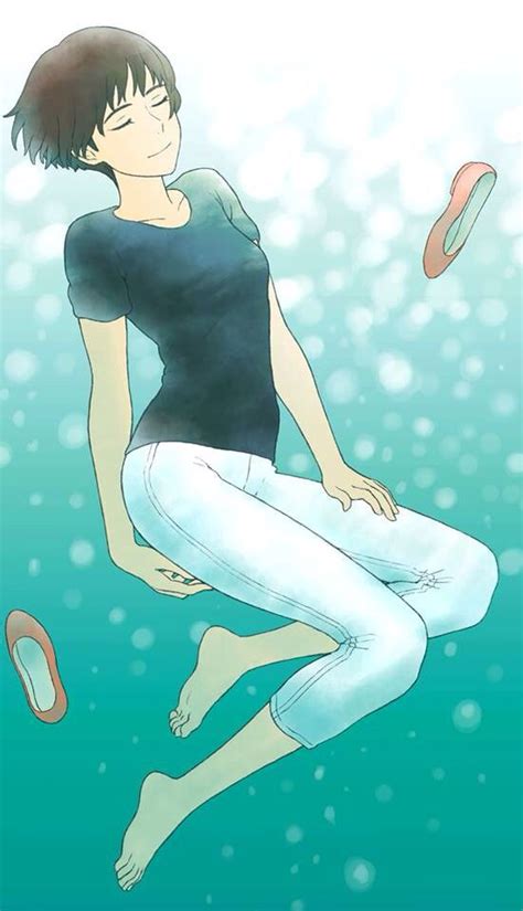 An Anime Character Floating In The Water