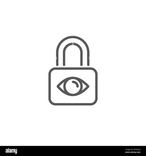 Privacy Protection Lock With Eye Icon Color Line Outline Vector