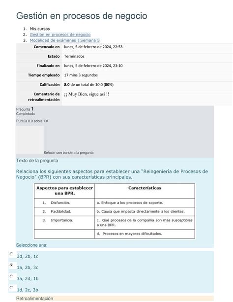Gestión en procesos de negocio Semana 5 Gestión en procesos de