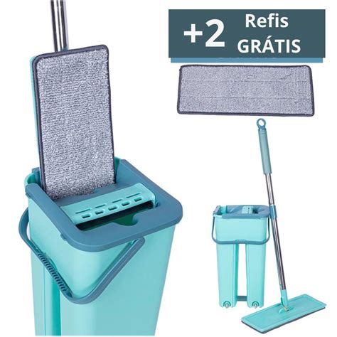 Rodo Flat Mop E Balde Lava E Seca Profissional 2 Refil Shopee Brasil