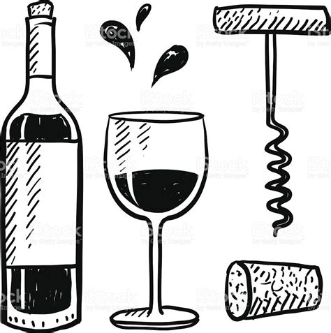 Doodle Style Wine Set Illustration In Vector Format Including