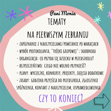 Zebranie Z Rodzicami Plan Dokumenty Porady Pani Monia