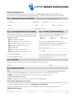 Fillable Online SENIOR APPLICATION Clipper Fax Email Print PdfFiller