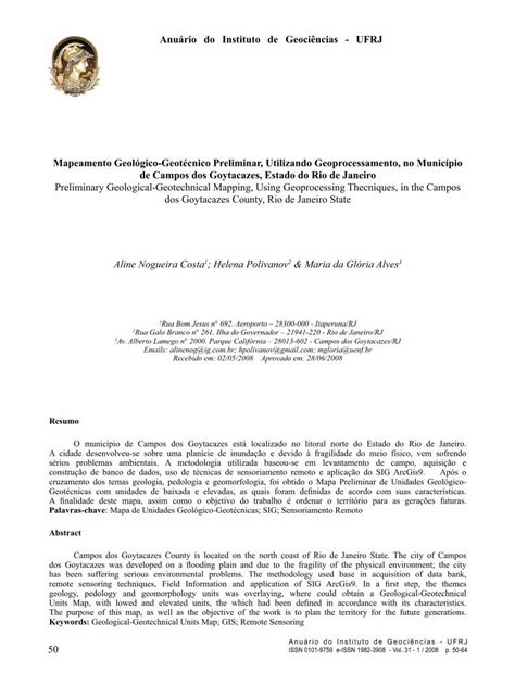 PDF Anuário do Instituto de Geociências UFRJ Mapeamento PDF