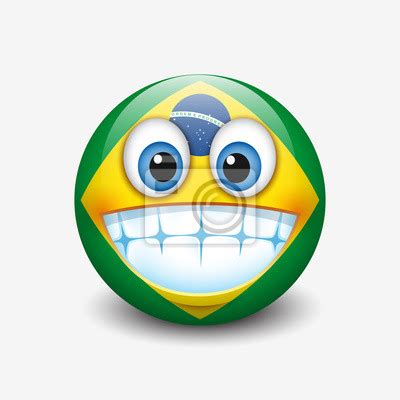 Cute Smiling Grinning Emoticon Showing Teeth Emoji With Brazil