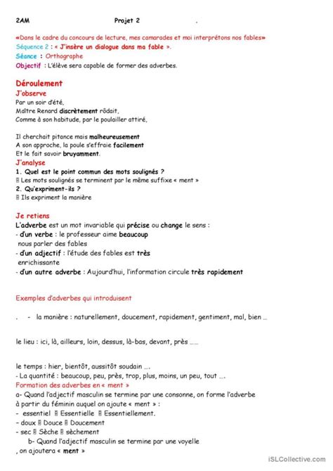 former des adverbes Français FLE fiches pedagogiques pdf doc