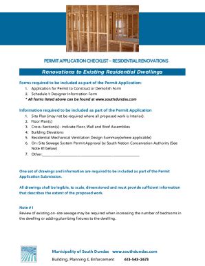 Fillable Online PERMIT APPLICATION CHECKLIST RESIDENTIAL RENOVATIONS