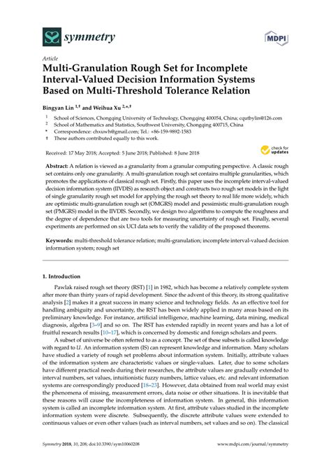 pdf multi granulation rough set for incomplete interval valued decision information systems