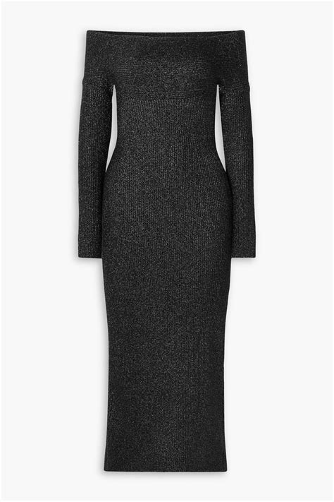 KHAITE Marisole Cutout Metallic Ribbed Knit Midi Dress THE OUTNET
