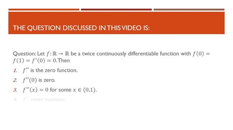 zeroes of second derivative three solutions to one problem csir net dec 2015 math sci part b