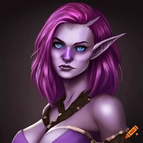 Purple Half Orc Female With Blue Eyes And Red Hair On Craiyon