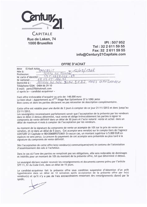 Modele De Lettre De Proposition D Achat De Maison