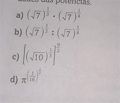Reduza a uma só potência usando as propriedades das potências