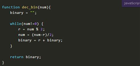 decimal to binary conversion converter javascript