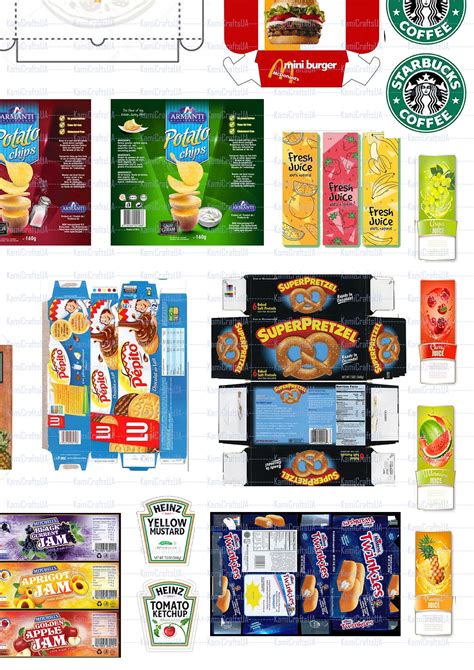 Printable Miniature Food Packaging For Miniature Dollhouse Scale