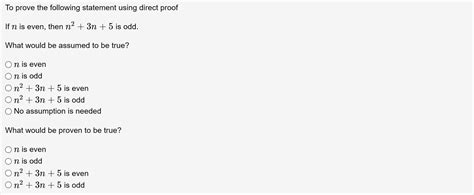 solved to prove the following statement using direct proof