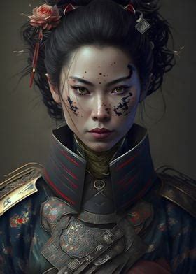 Samurai Warrior Woman Poster By CanvasPixelDreams Displate