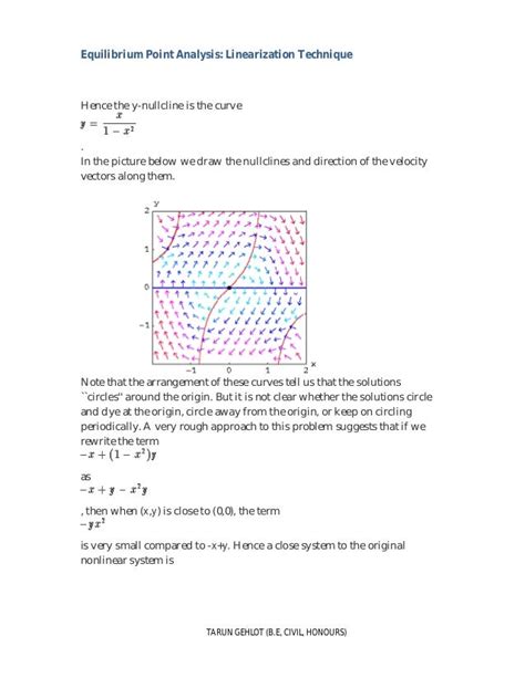 equilibrium point analysis linearization technique