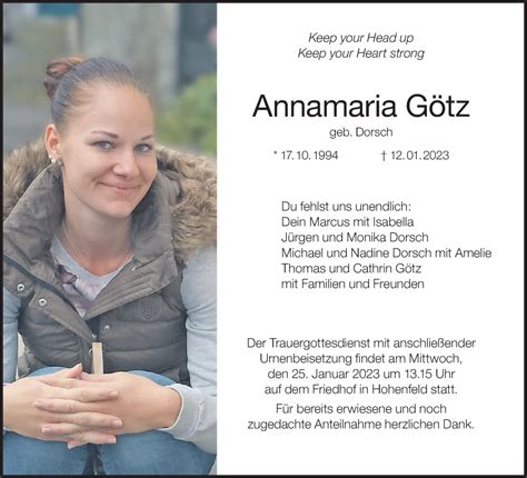 Annamaria Götz Traueranzeige trauer inFranken de