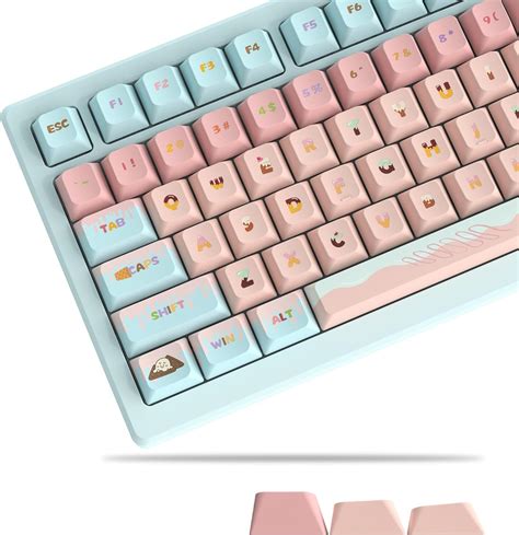 XVX PBT Keycaps Pink Cute Keycaps 5 Side Dye Sublimation Custom