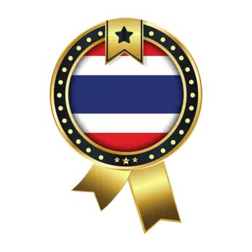 Thailand Flag With Golden Badge Vector Thailand Thailand Flag