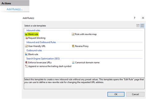 create url rewrite rule for iis web site redirect