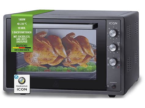 ICQN 60 Liter XXL Anthrazit Mini Backofen 40 230C 1800 W